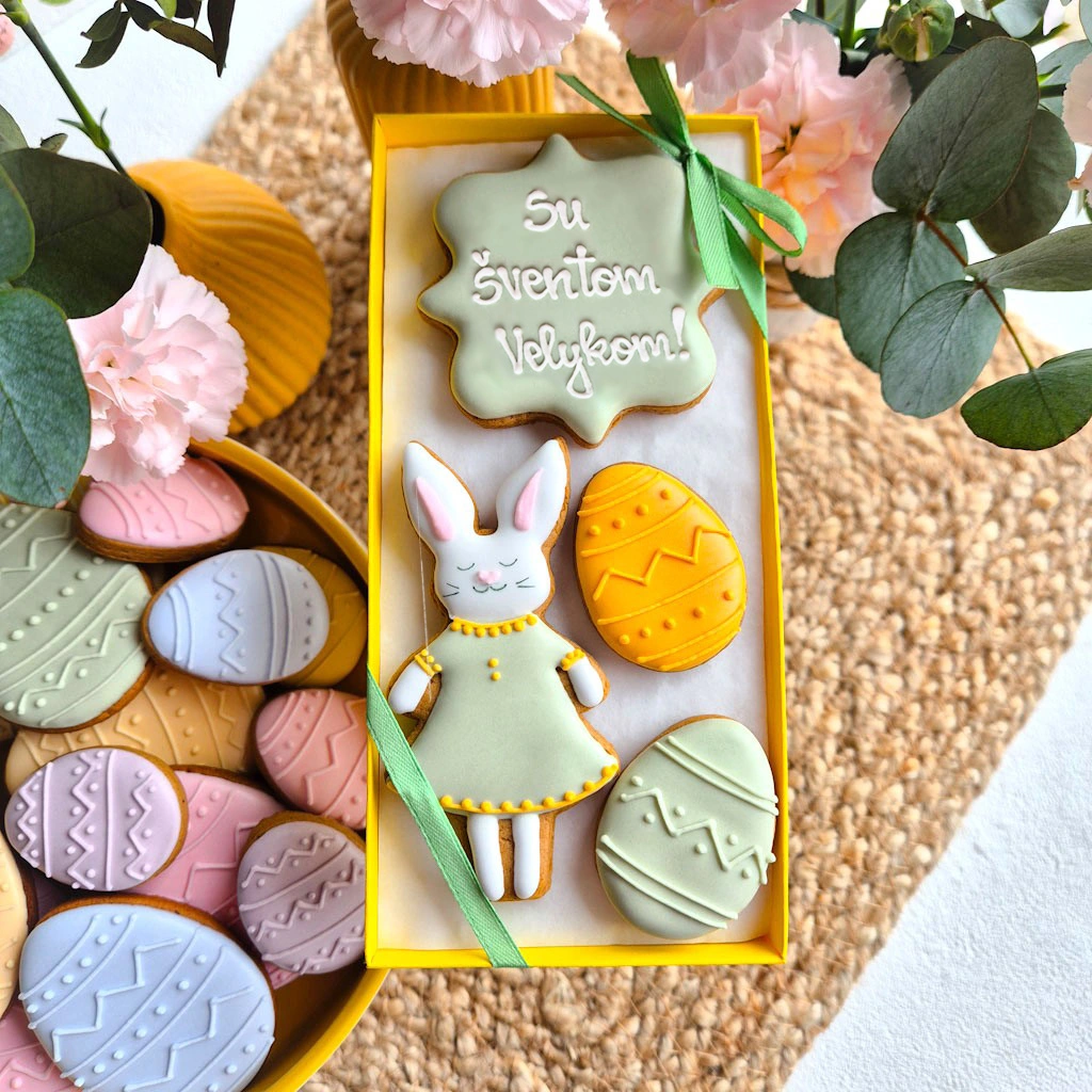 Rinkinys „Zuikio Velykos”, 4 meduoliai dėžutėje - Meduolių namai